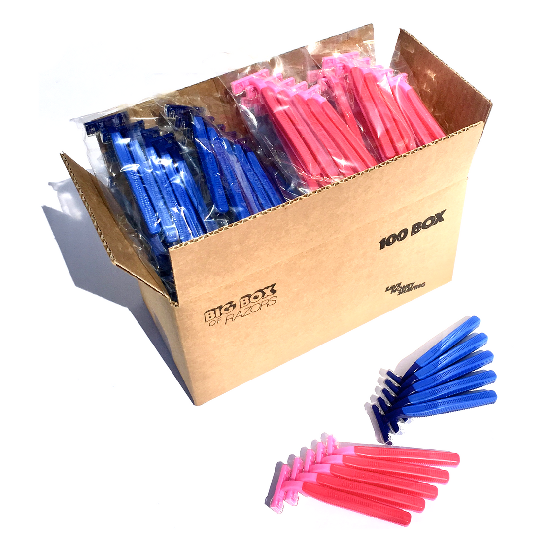 100 Combo Box of Blue and Pink Bulk Disposable Razors Men and Women ...